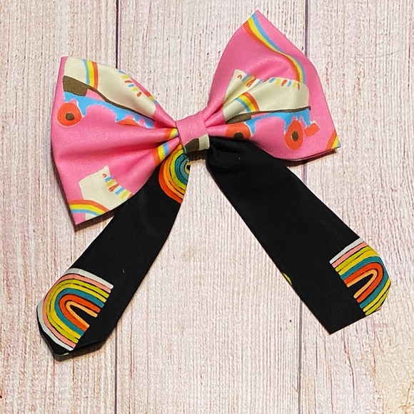 Accessories | Retro Rainbow Hair Bow | Poshmark